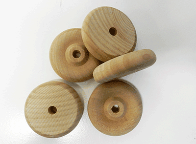 Wood Toy Wheels, 2-1/2" by 5/8" (3/8" Hole)